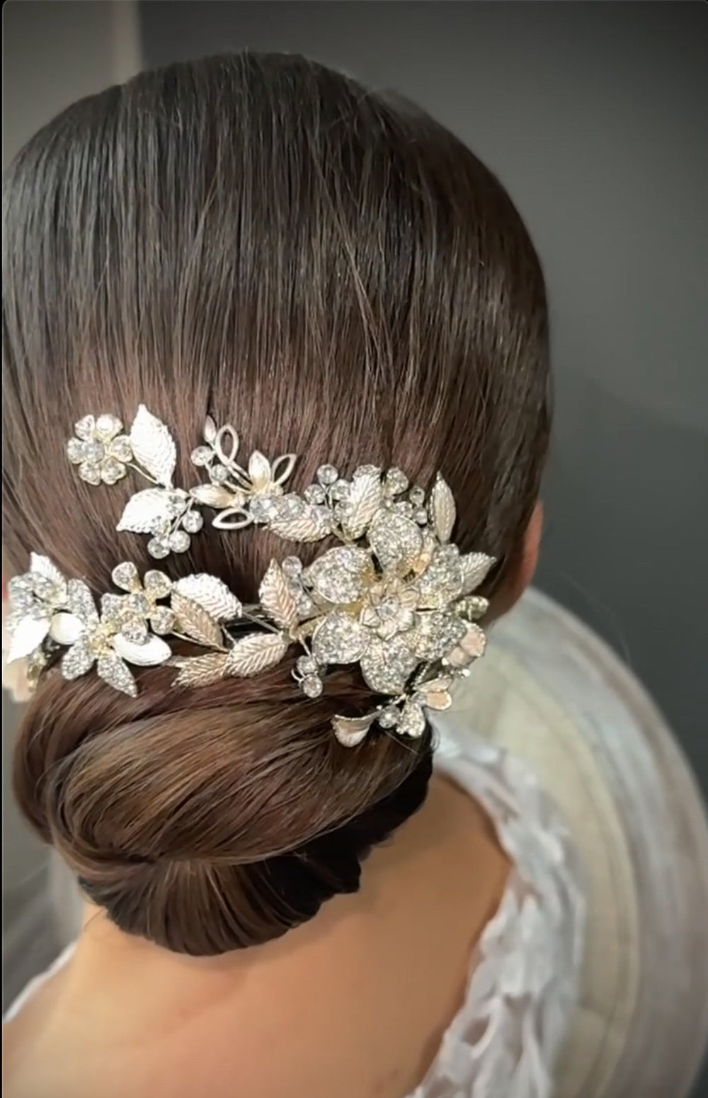 Gold Floral and Crystal Bridal Hair Clip LOLA | EDEN LUXE Bridal