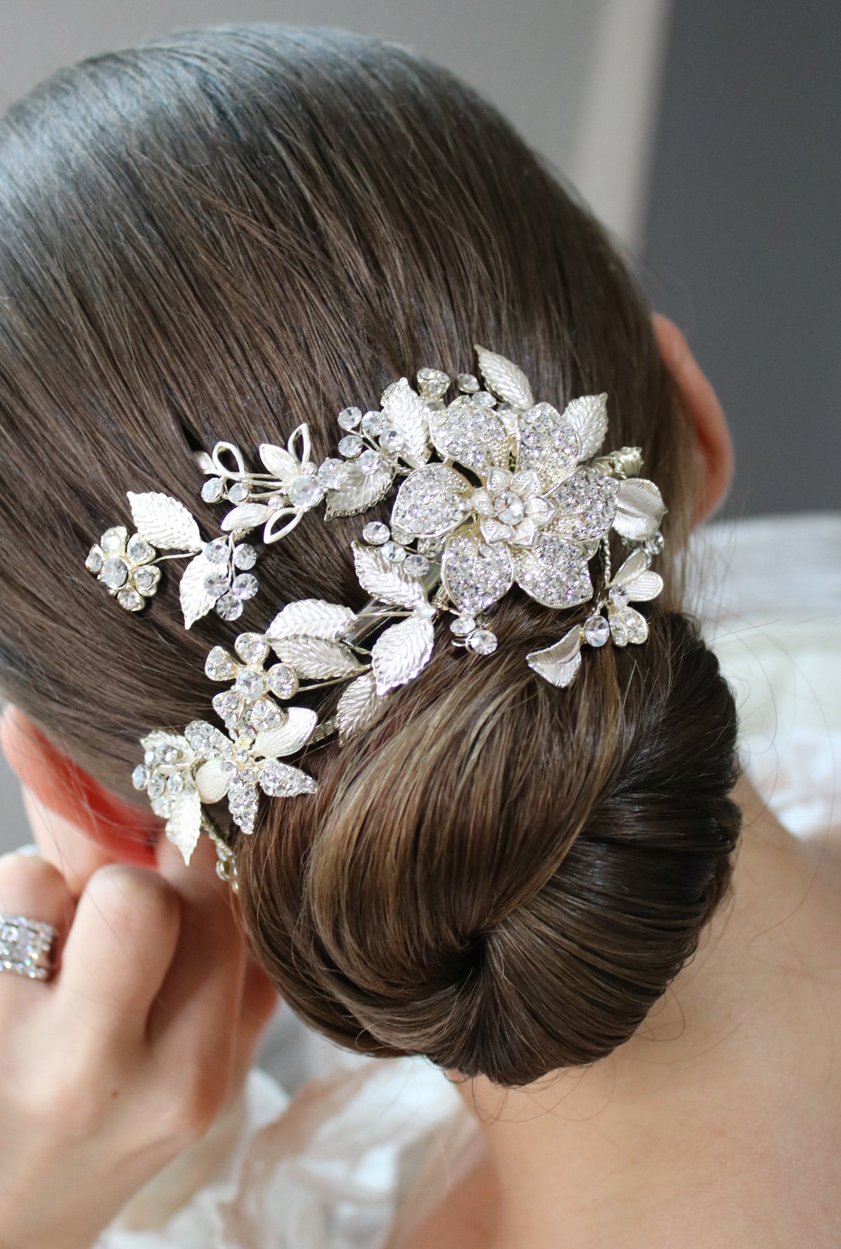 Gold Floral and Crystal Bridal Hair Clip LOLA | EDEN LUXE Bridal