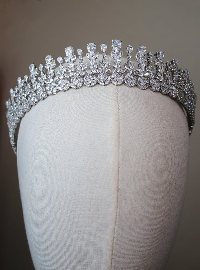 ADELAIDE Royal Simulated Diamond Bridal Crown | Luxury Wedding Tiara by ...