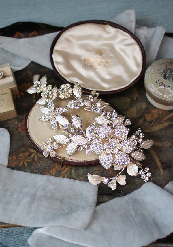 Gold Floral and Crystal Bridal Hair Clip LOLA | EDEN LUXE Bridal