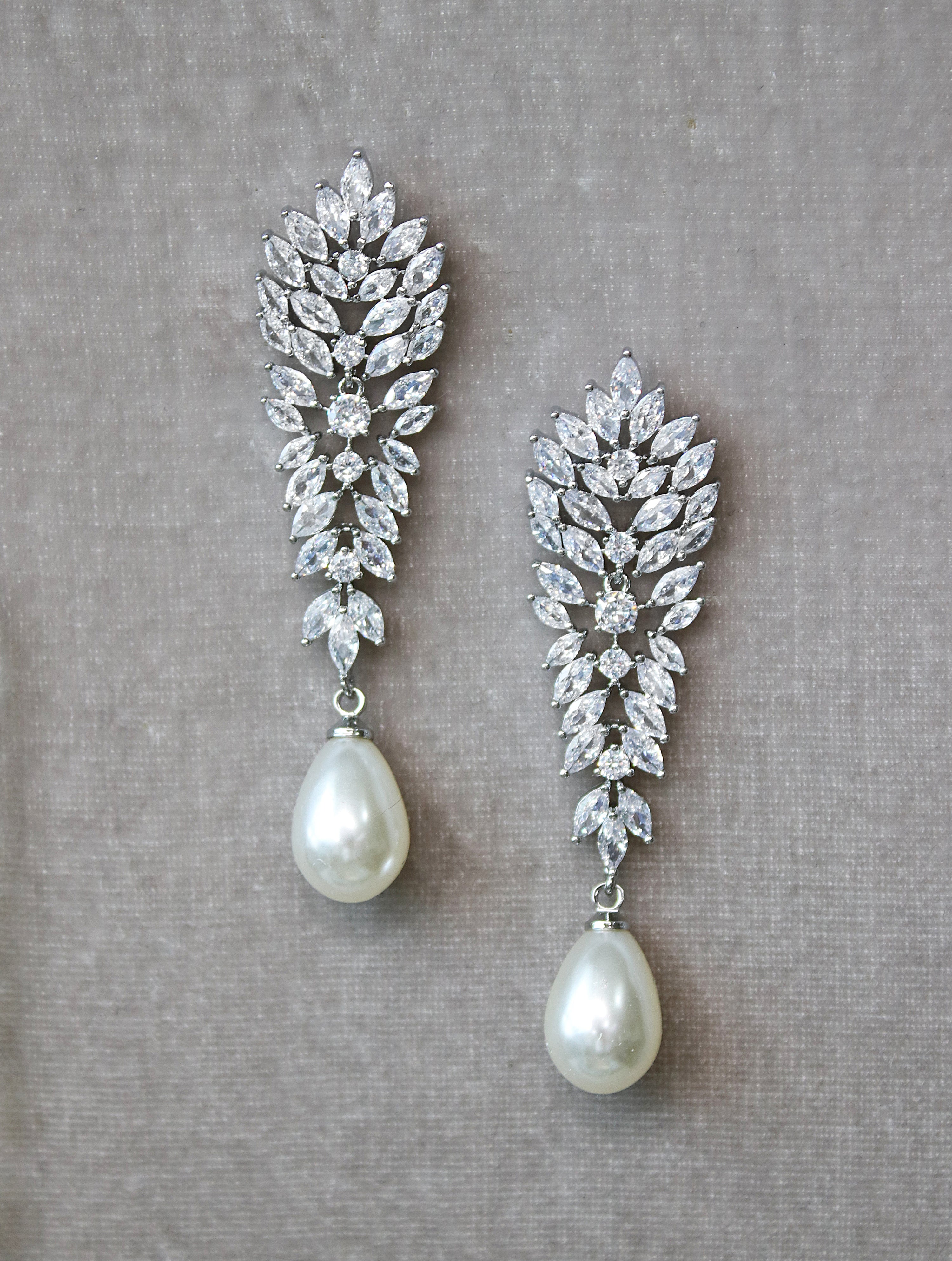 Simulated Diamond Drop Earrings FABIOLA | EDEN LUXE Bridal