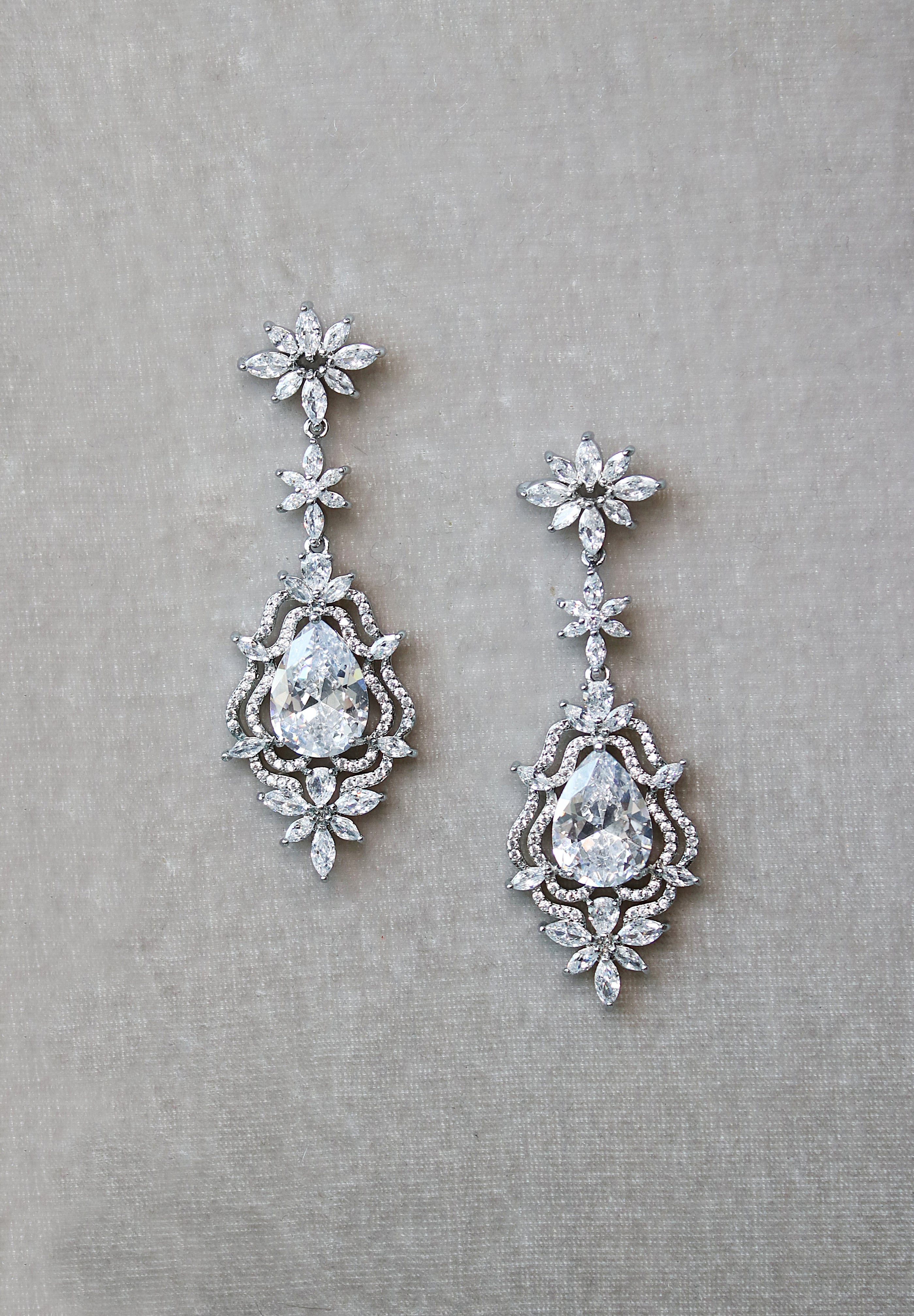Simulated Diamond Drop Earrings WARREN | EDEN LUXE Bridal