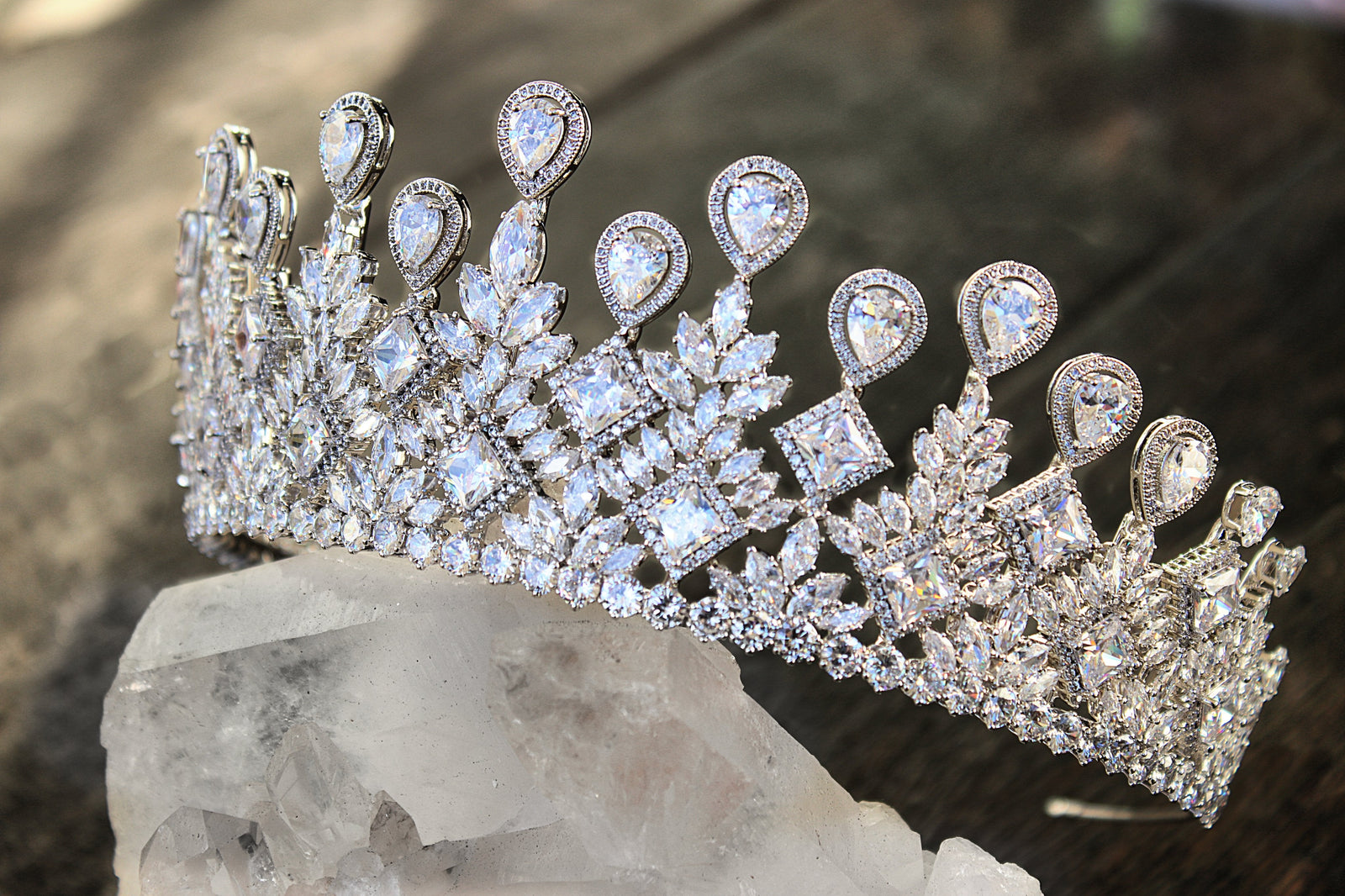 Simulated Diamond Bridal Crown - Platinum Collection FIONA | EDEN LUXE ...