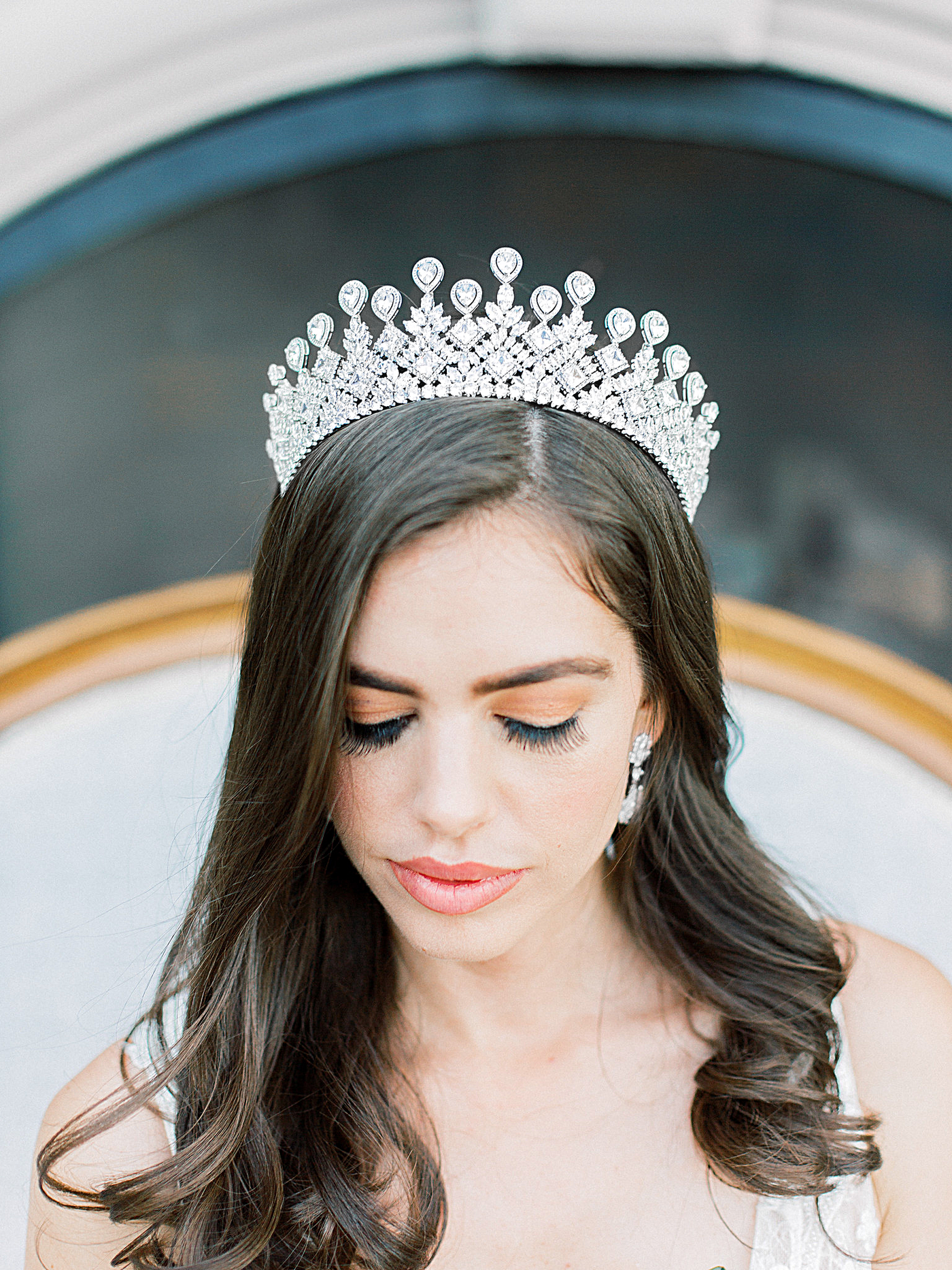 Simulated Diamond Bridal Crown - Platinum Collection FIONA | EDEN LUXE ...
