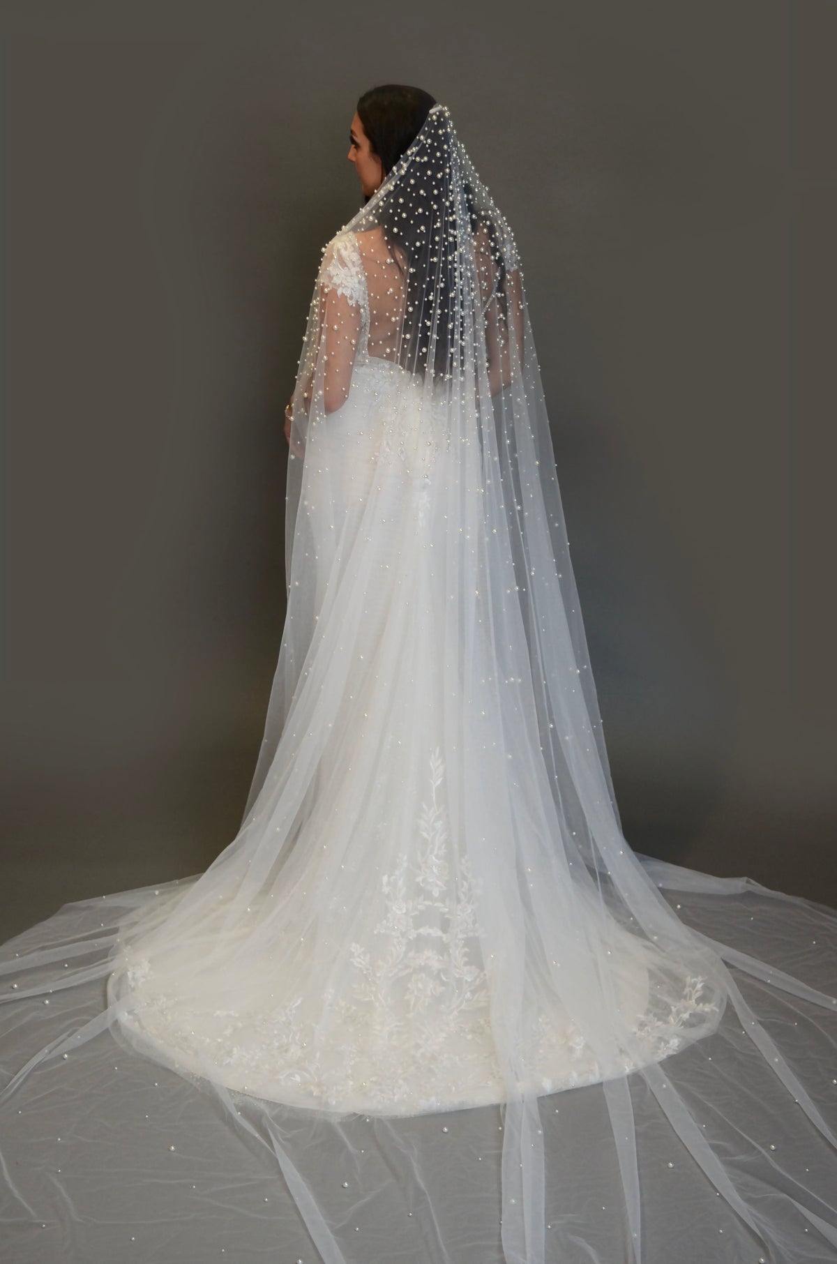 Pearled Wedding Veil 1 Layer Royal Cathedral Bridal Veil- CAMILLE ...