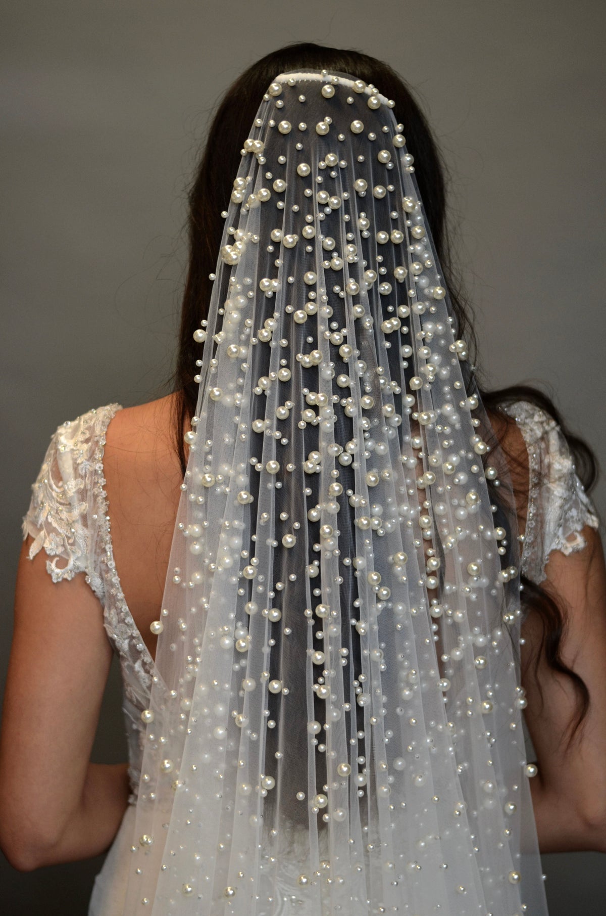 Pearled Wedding Veil 1 Layer Royal Cathedral Bridal Veil- CAMILLE ...